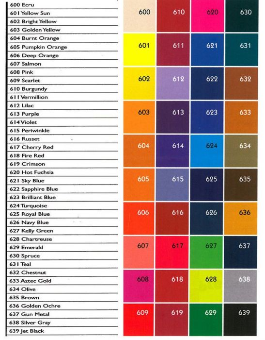 Jacquard Dye Color Chart